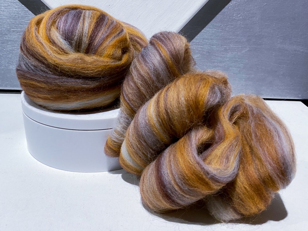 Multicolor Merino Roving “sandstone” Felting Wool, Spinning Fiber in ...