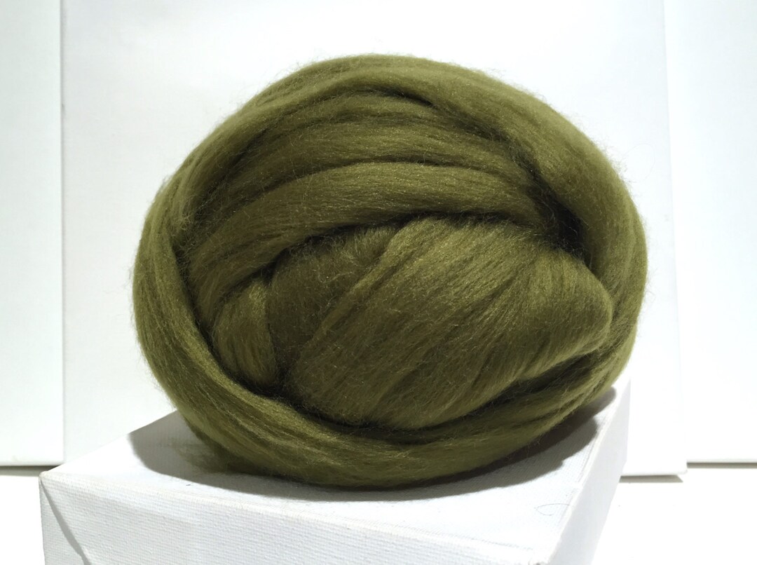 Olive Green Merino Roving: Felting Wool, Spinning Fiber (1 Oz) - Etsy