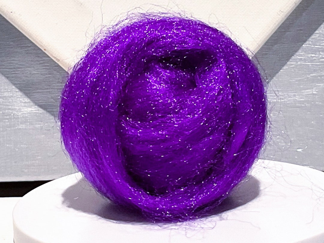 Purple Sparkly Firestar, Needle Felting, Spinning Fiber, Roving, .5 Oz ...