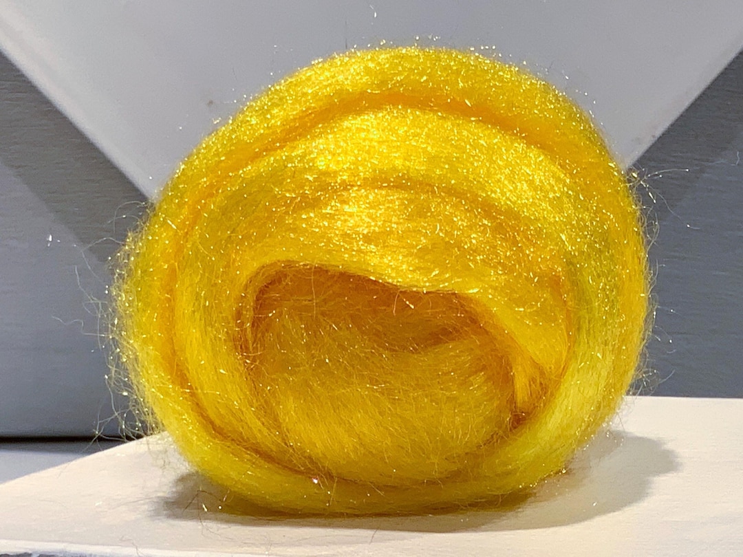 Maize, Golden Yellow Firestar Roving: Sparkly Felting, Spinning Fiber ...