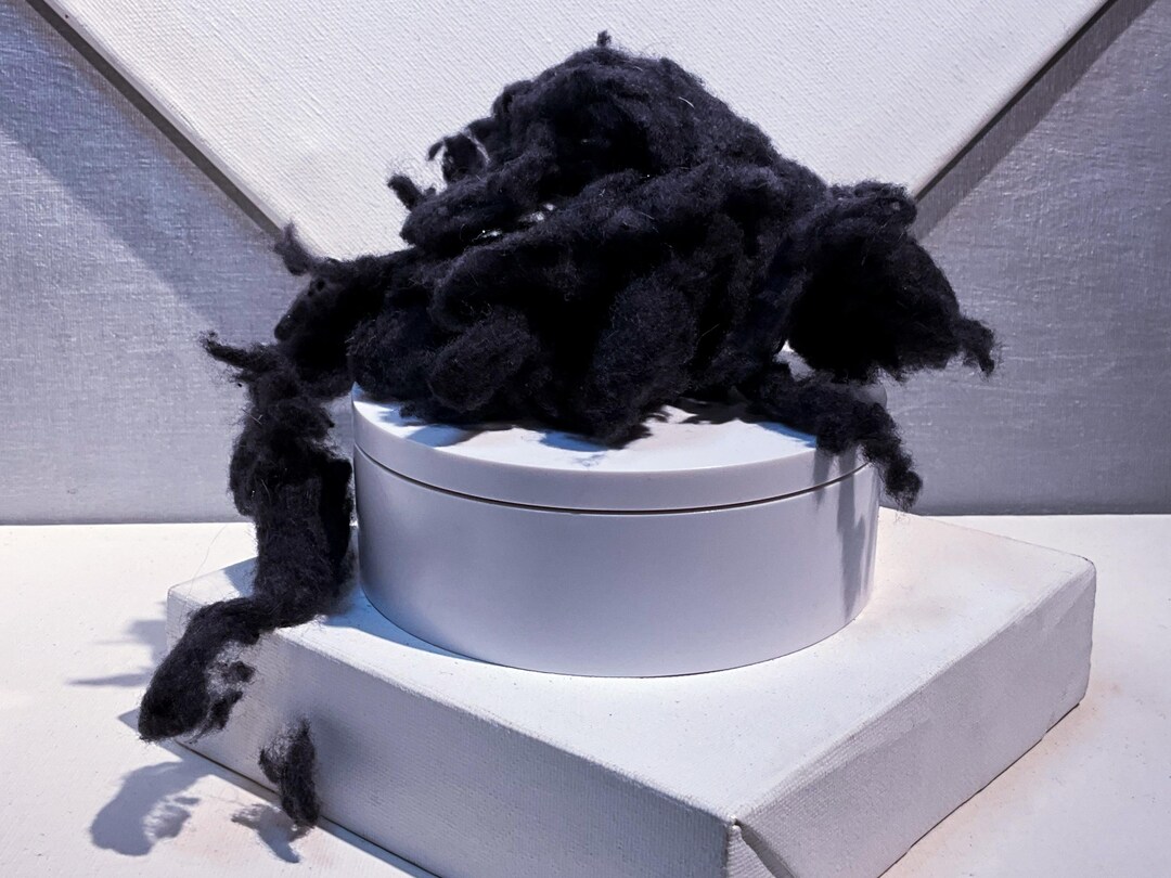 Dark Grey Wool Noil Fiber: Graphite Pebble Texture for Felting ...