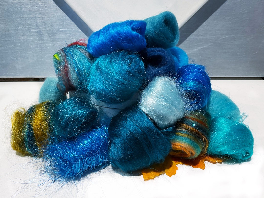 Turquoise Fiber Sampler Kit: Teal, Aqua, Firestar for Felting ...