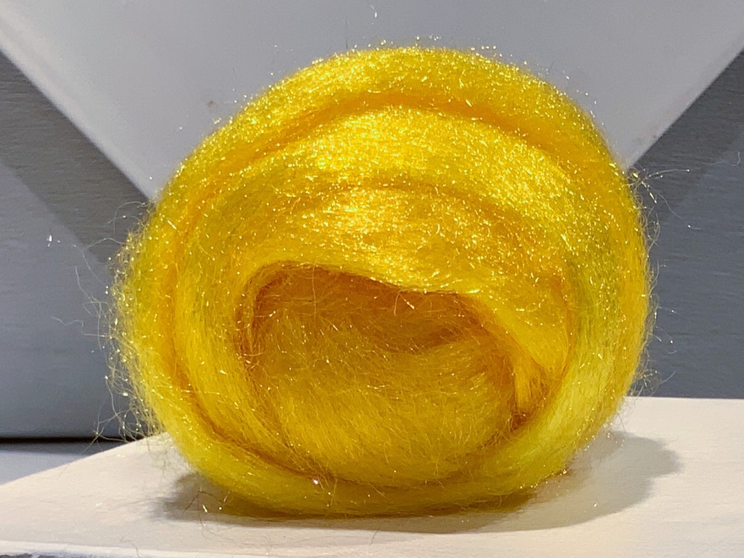 Golden Sparkly Firestar “maize” Needle Felting, Spinning Fiber, Roving ...