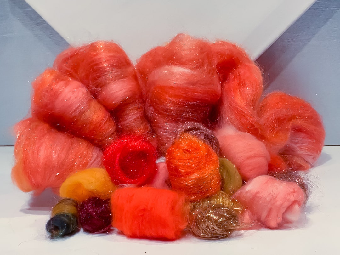 Orange Fiber Art Sampler Kit: Felting, Spinning, Blending, Fly Tying (1 ...