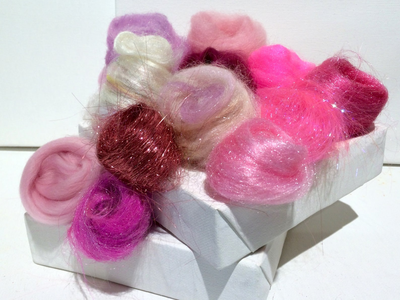 Pink Fiber Art Sampler Felting Wool Spinning Needle Felting | Etsy