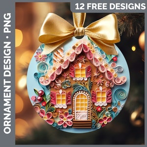 3D Christmas Gingerbread House Ornament Wrap PNG Sublimation Design ...