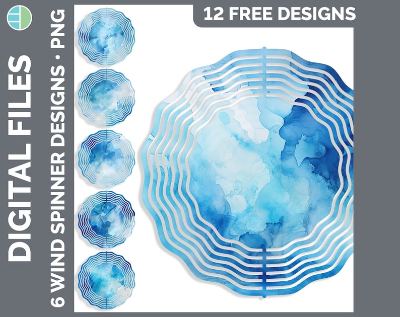 Watercolor Wind Spinner Backgrounds Mega Bundle | Sublimation Digital ...