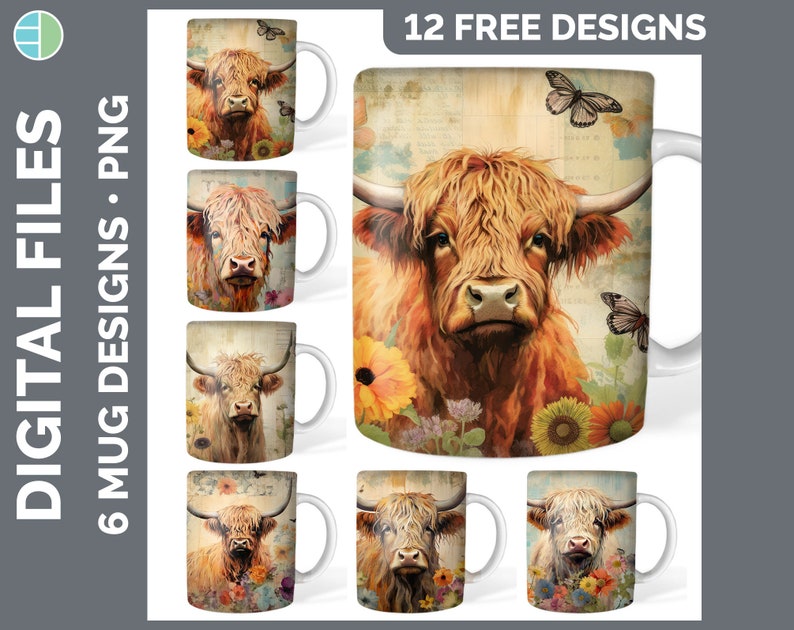 Vintage Farm Animals Mug Mega Bundle Sublimation Download | 120 ...