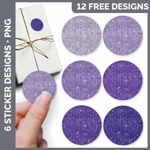 Glitter Sticker Bundle Printable PNG Designs Round Labels HUGE Download ...