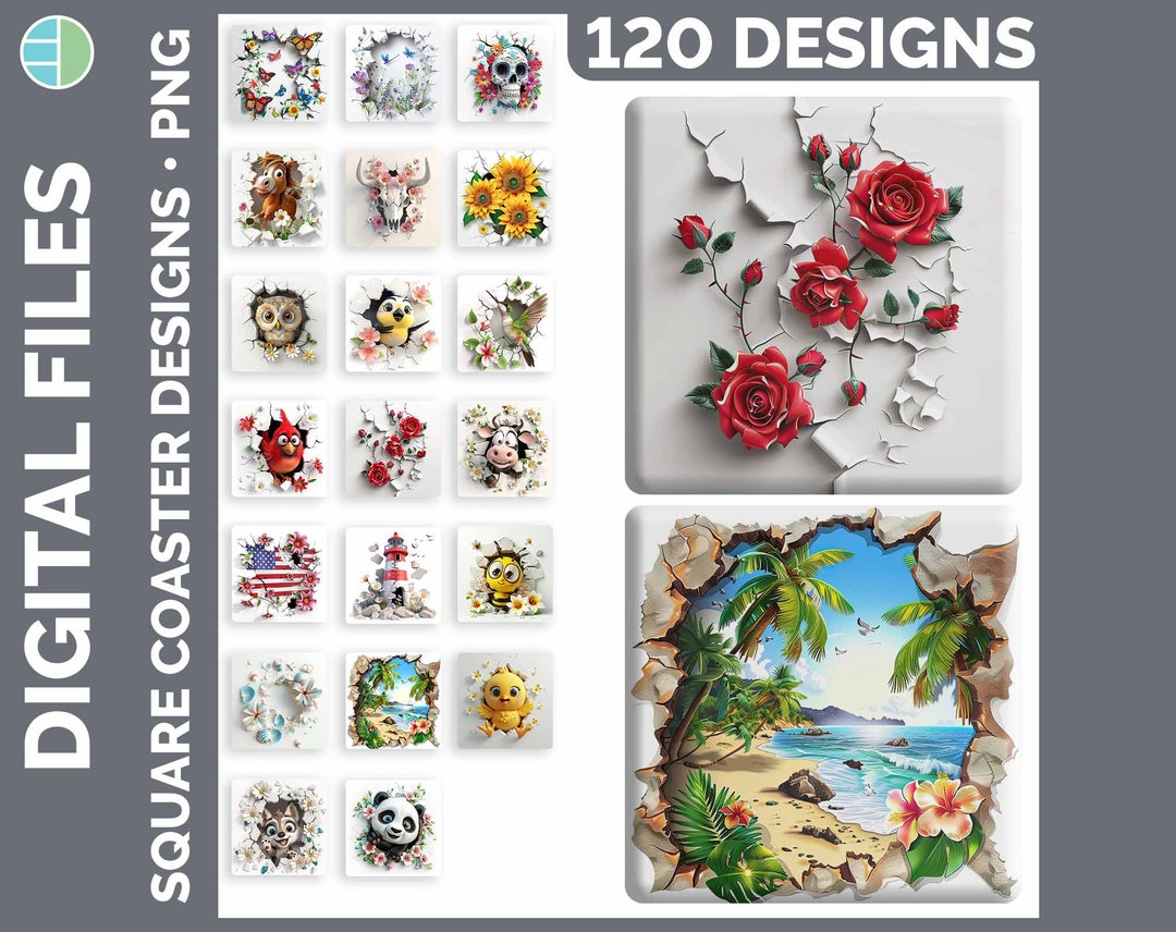 3D Hole in the Wall Coaster Bundle Sublimation PNG Best Seller ...