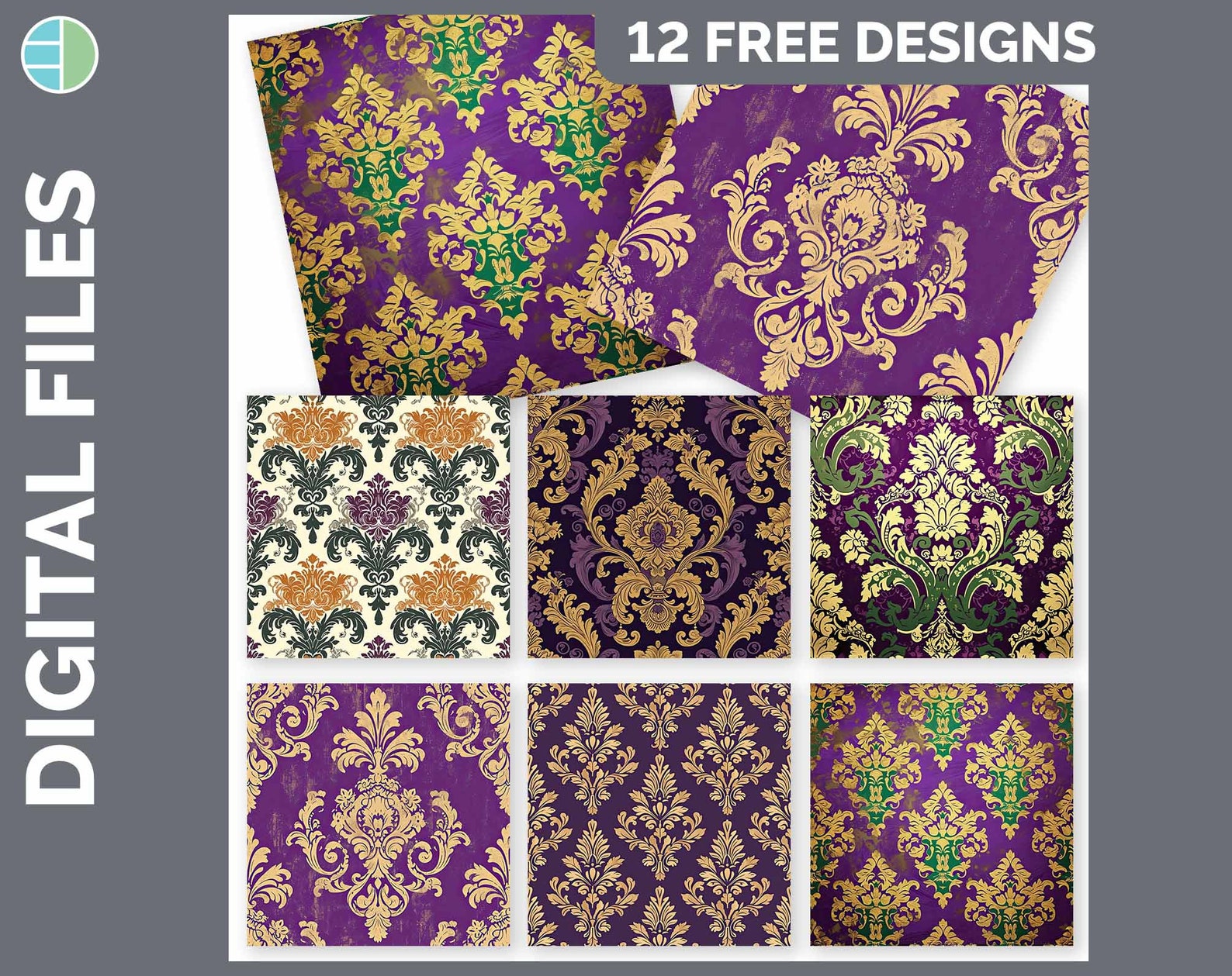 120 Mardi Gras Digital Papers PNG Mega Bundle | Scrapbook Paper Junk ...