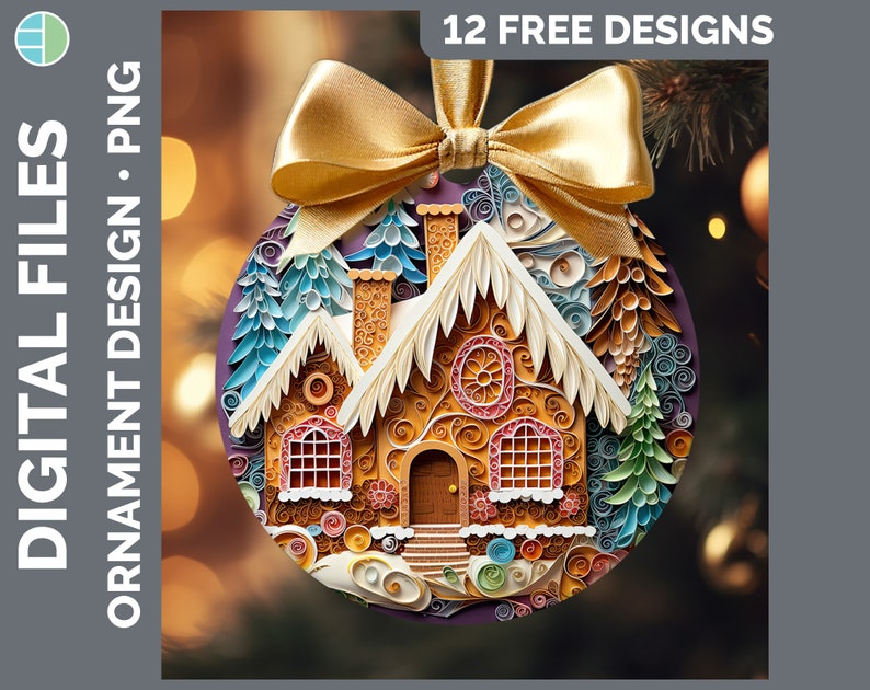 3D Christmas Gingerbread House Ornament Wrap PNG Sublimation Design ...