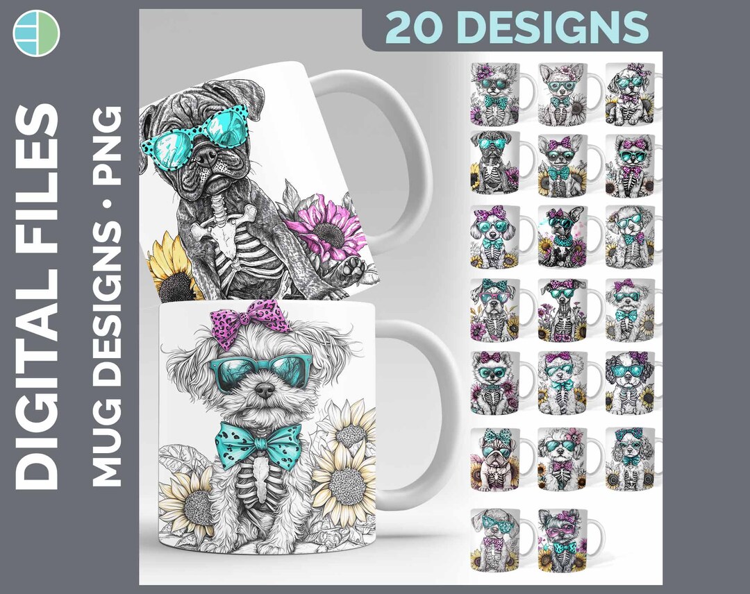 Skeleton Dogs 01 Mug PNG Sublimation Design Bundle Halloween Beagle ...