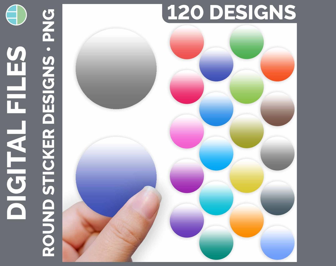 Ombre Sticker Bundle Printable PNG Designs | Round Labels HUGE Download ...