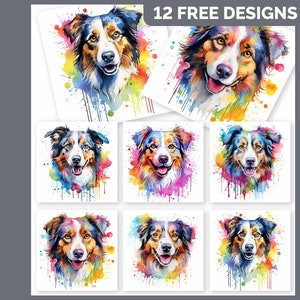 Rainbow Watercolor Dog Digital Paper PNG Sublimation Mega Bundle | Dog ...