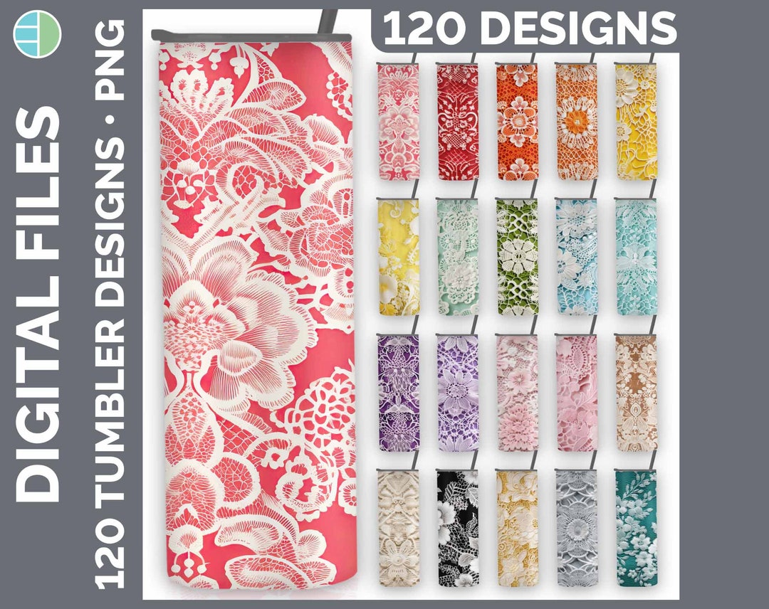 120 Lace Tumbler Wrap PNG Sublimation Designs Mega Bundle | Wedding ...