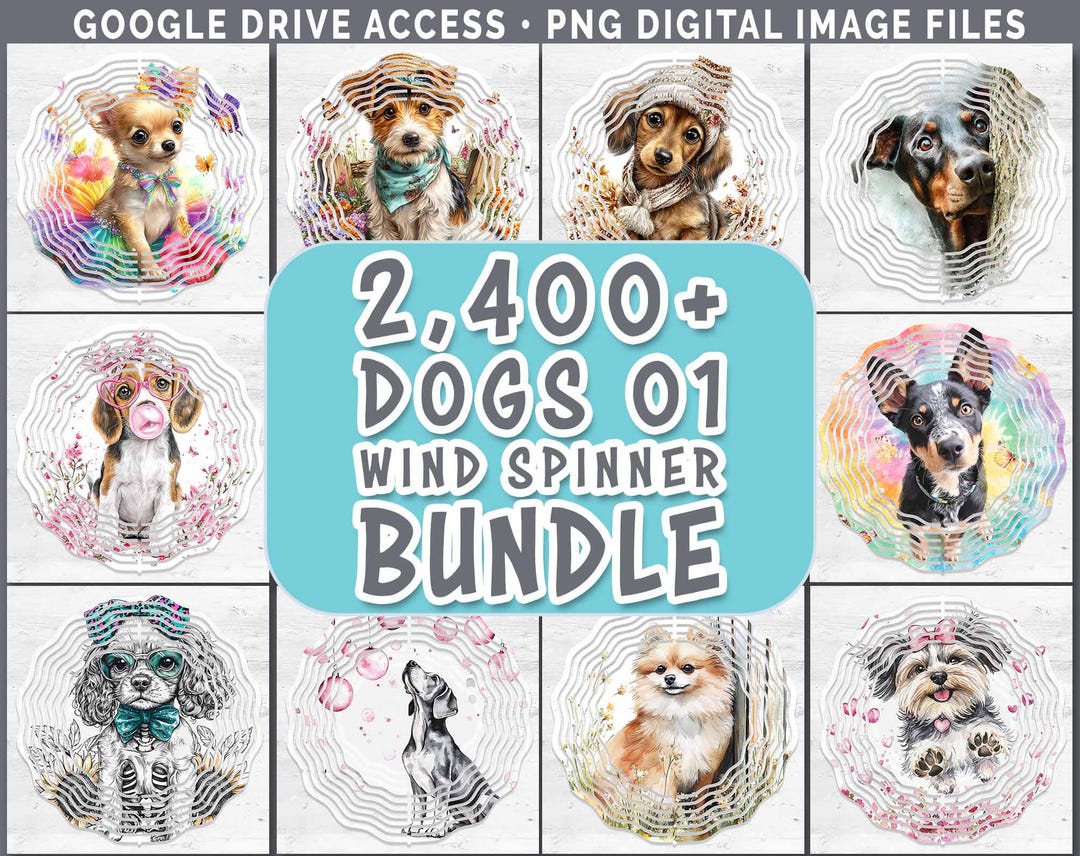 Dog Breeds Wind Spinner PNG Bundle | Sublimation Drive | Dogs 01 ...