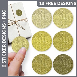 Glitter Sticker Bundle Printable PNG Designs Round Labels HUGE Download ...