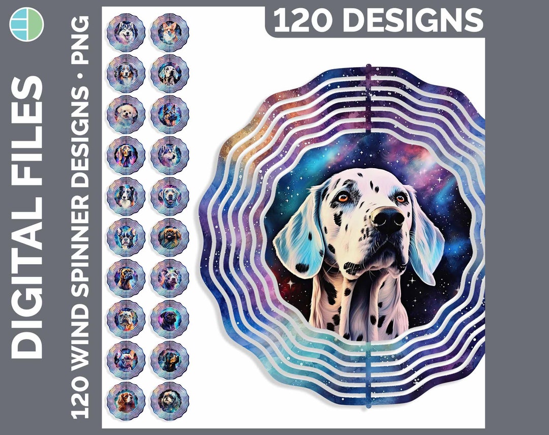 Galaxy Dogs 02 Wind Spinner PNG Sublimation Bundle | Watercolor German ...