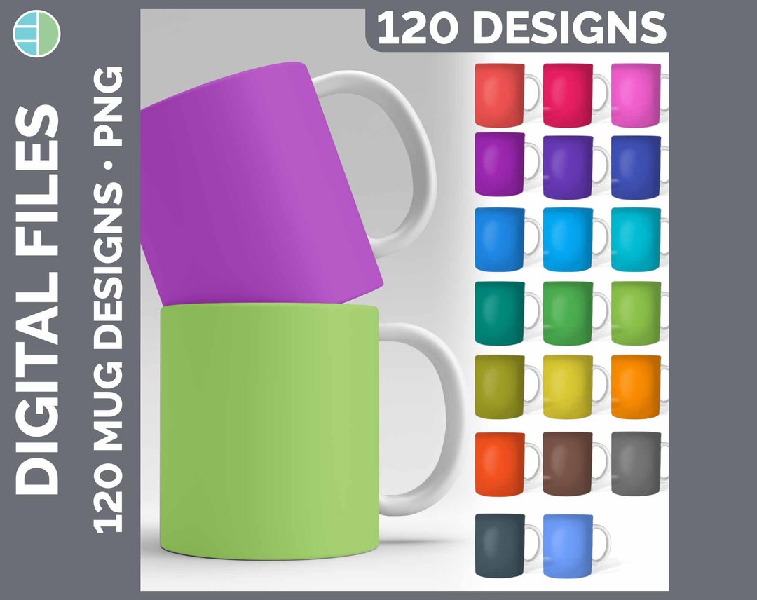 Solid Color Mug Bundle Sublimation | Plain Coffee Cup Background PNG ...