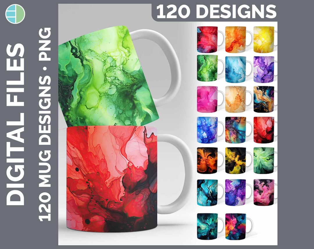 120 Neon Mug Wrap PNG Sublimation Designs Mega Bundle | Marbled Coffee ...
