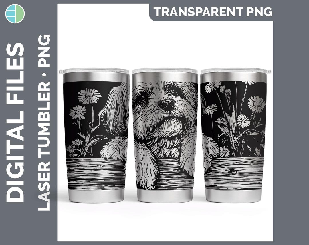 Cottage Dogs Lhasa Apso Tumbler Laser Engrave PNG, Full Wrap Design for ...
