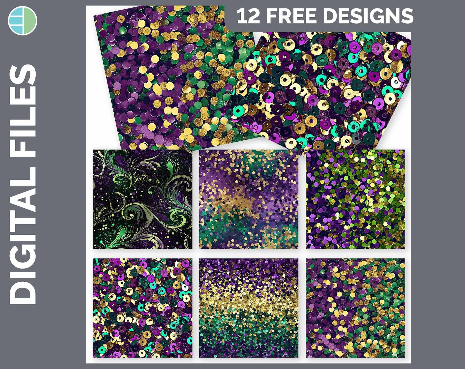 120 Mardi Gras Digital Papers PNG Mega Bundle | Scrapbook Paper Junk ...
