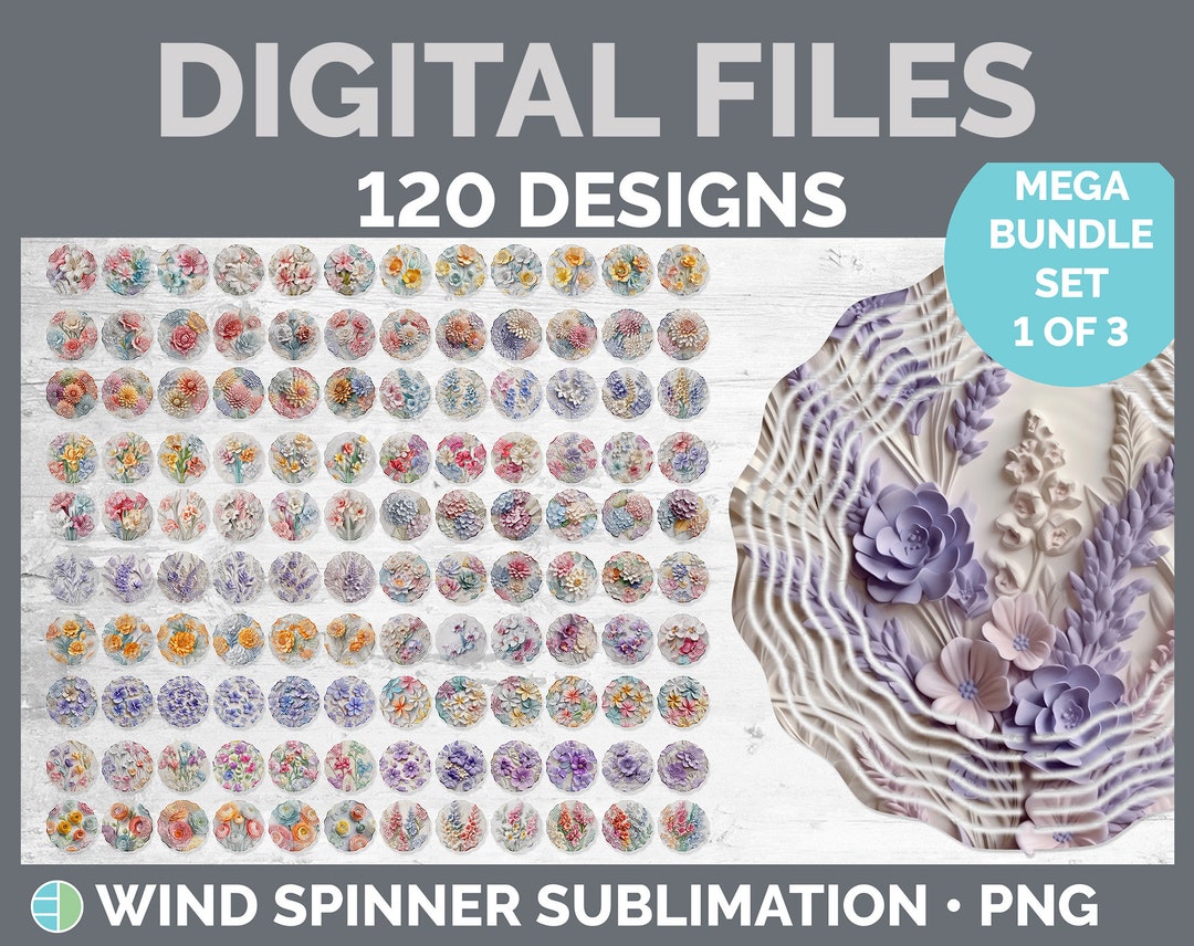 120 3D Flowers Wind Spinner Mega Bundle | Style Set 1 of 3 ...
