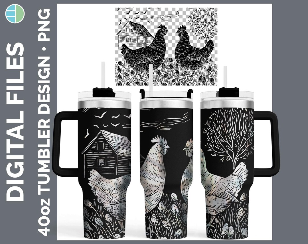 Etched Chicken Tumbler Laser Engrave PNG, Full Wrap Design for 40oz ...