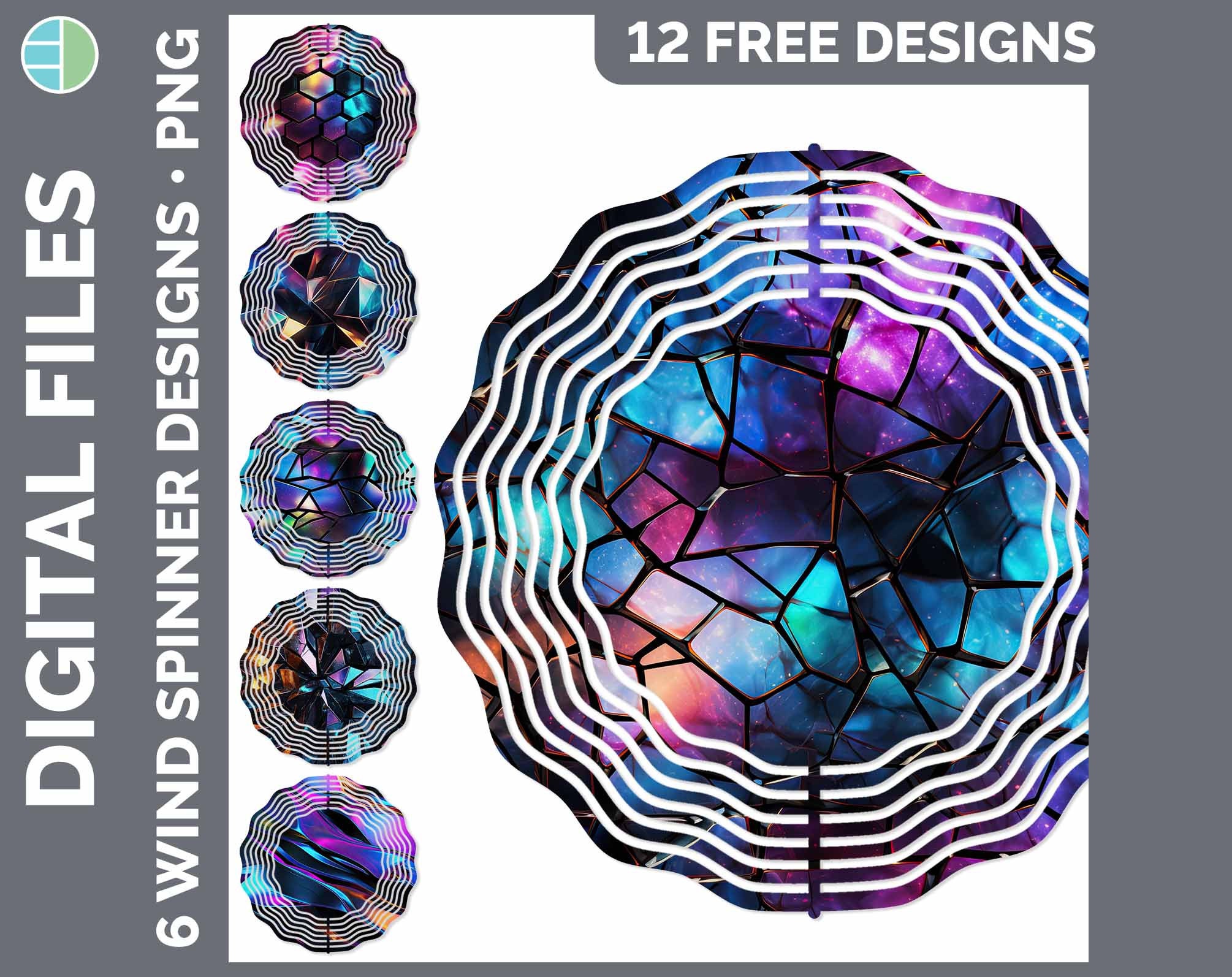 Holographic Wind Spinner Backgrounds Mega Bundle | Sublimation Download ...