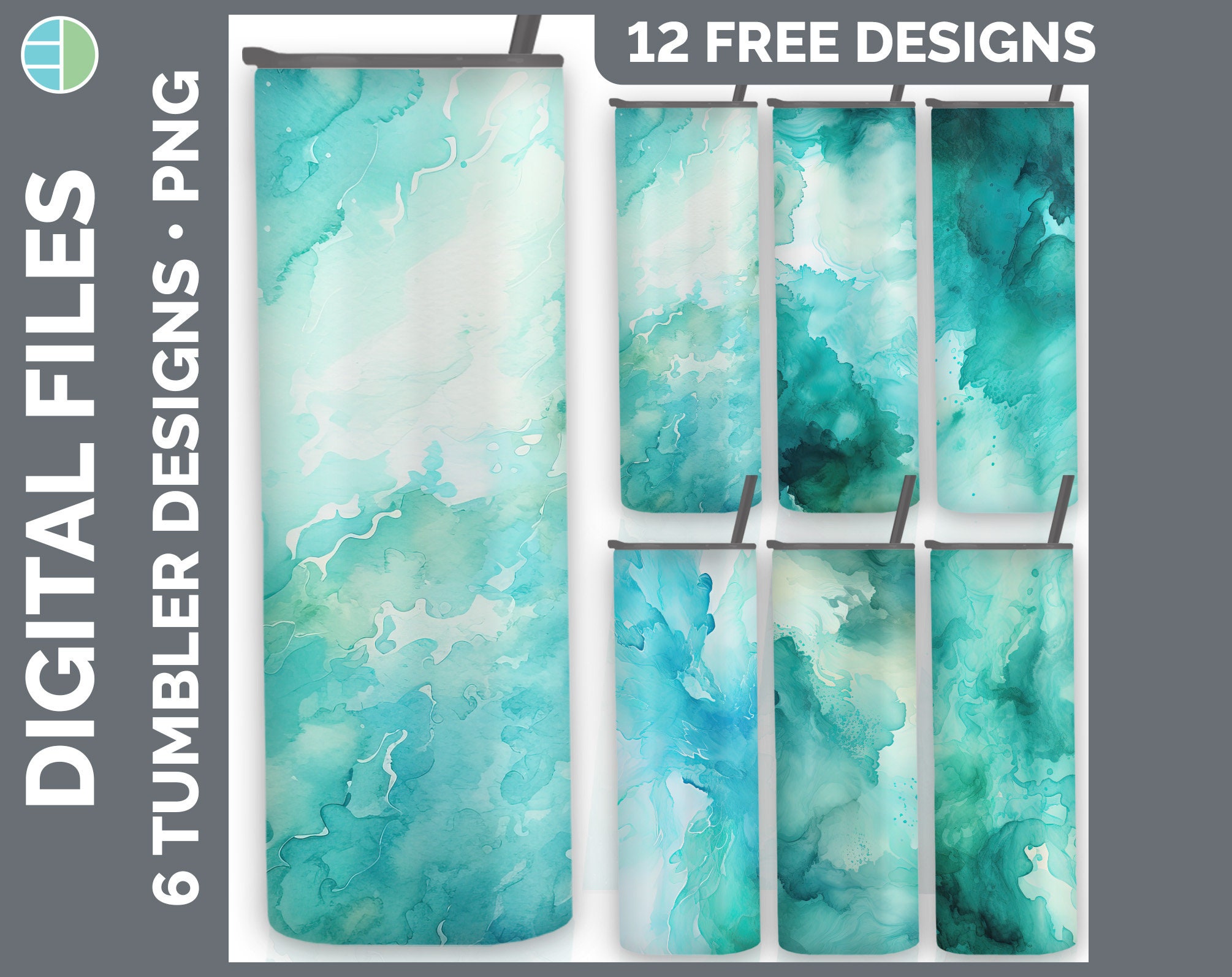 120 Watercolor Tumbler Wrap PNG Sublimation Designs Mega Bundle | Solid ...