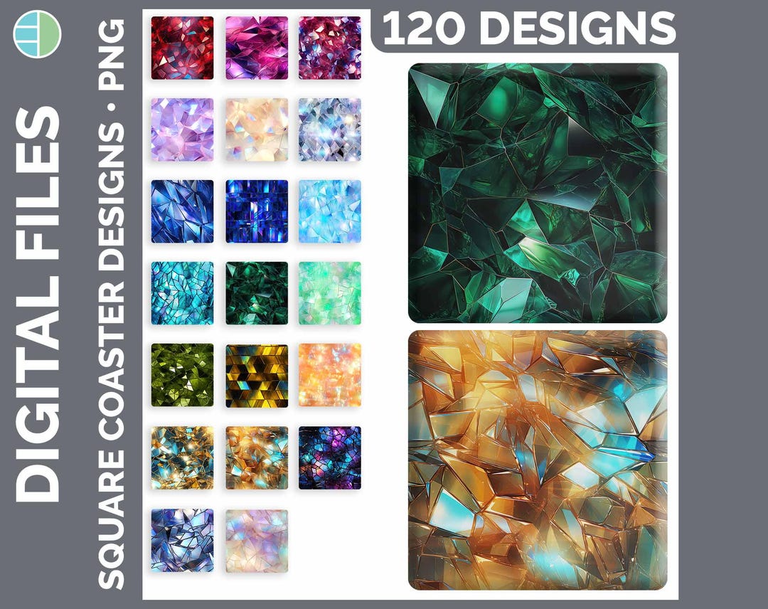 120 Holographic Square Coaster Wrap PNG Sublimation Designs Mega Bundle ...