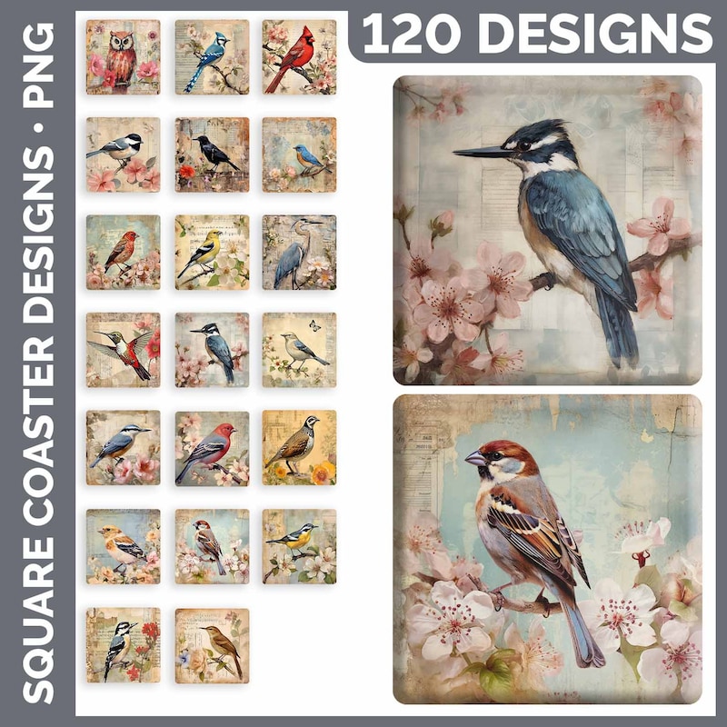 Coasters Set Vintage Floral - Etsy