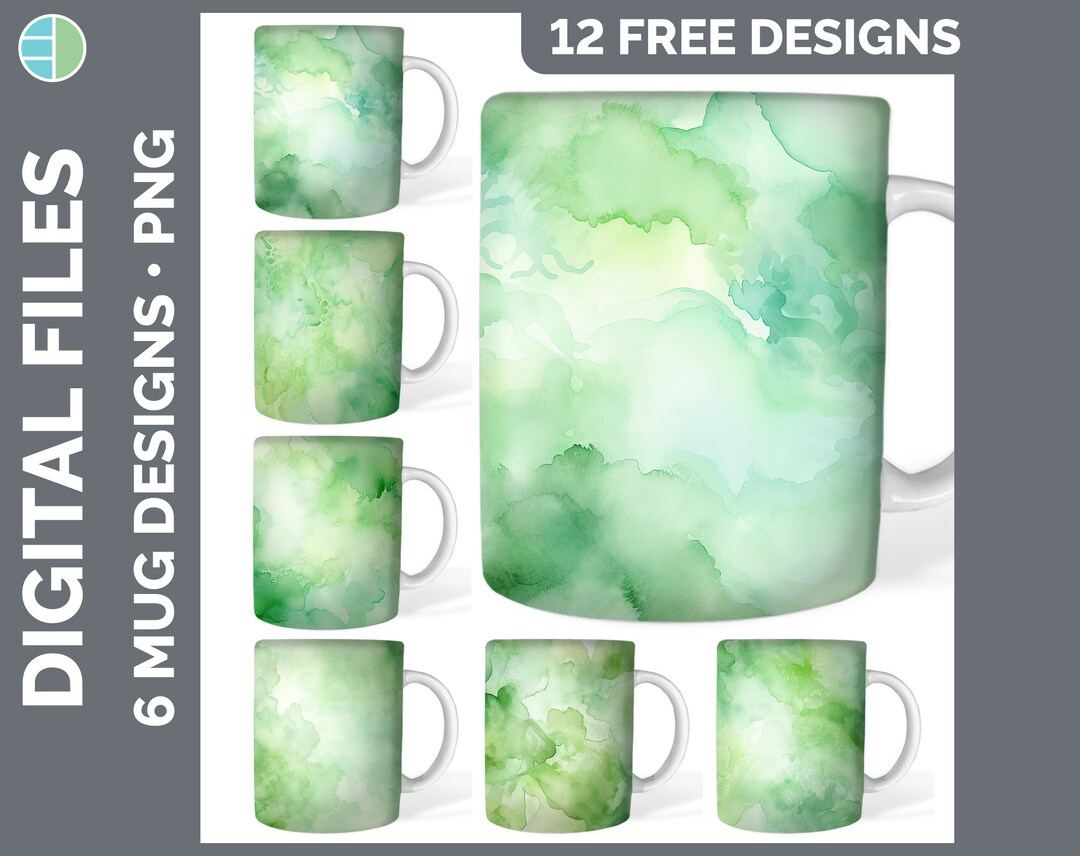 Light Green Mug Wrap PNG Sublimation Designs Bundle - Etsy