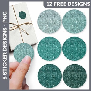 Glitter Sticker Bundle Printable PNG Designs Round Labels HUGE Download ...