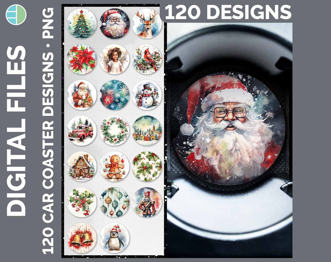 Christmas Car Coaster Bundle Sublimation Designs | Style Set 1 of 1 ...