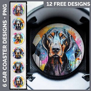 Watercolor Rainbow Dogs Car Coaster Bundle Sublimation Designs | Style ...