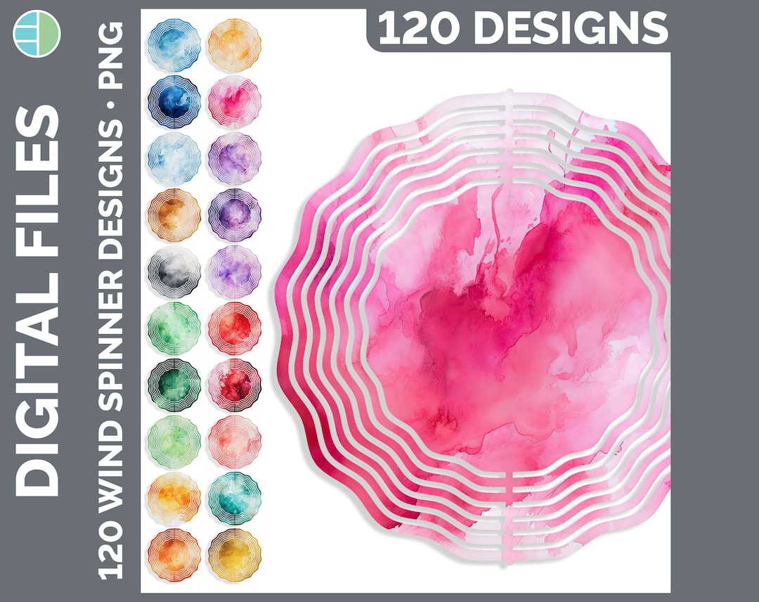 Watercolor Wind Spinner Backgrounds Mega Bundle | Sublimation Digital ...