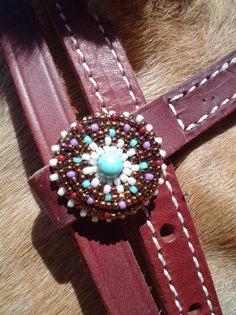 Seed Bead Turquoise Concho Horse Headstall Bridle - Etsy