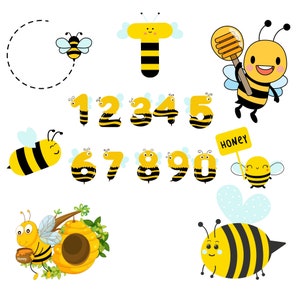 65 Baby Shower Honey Bee Clipart Bundle Vol2, Cute Bee Png, Transparent ...