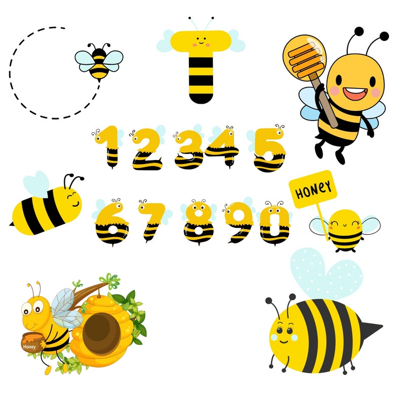 65 Baby Shower Honey Bee Clipart Bundle Vol2, Cute Bee Png, Transparent ...
