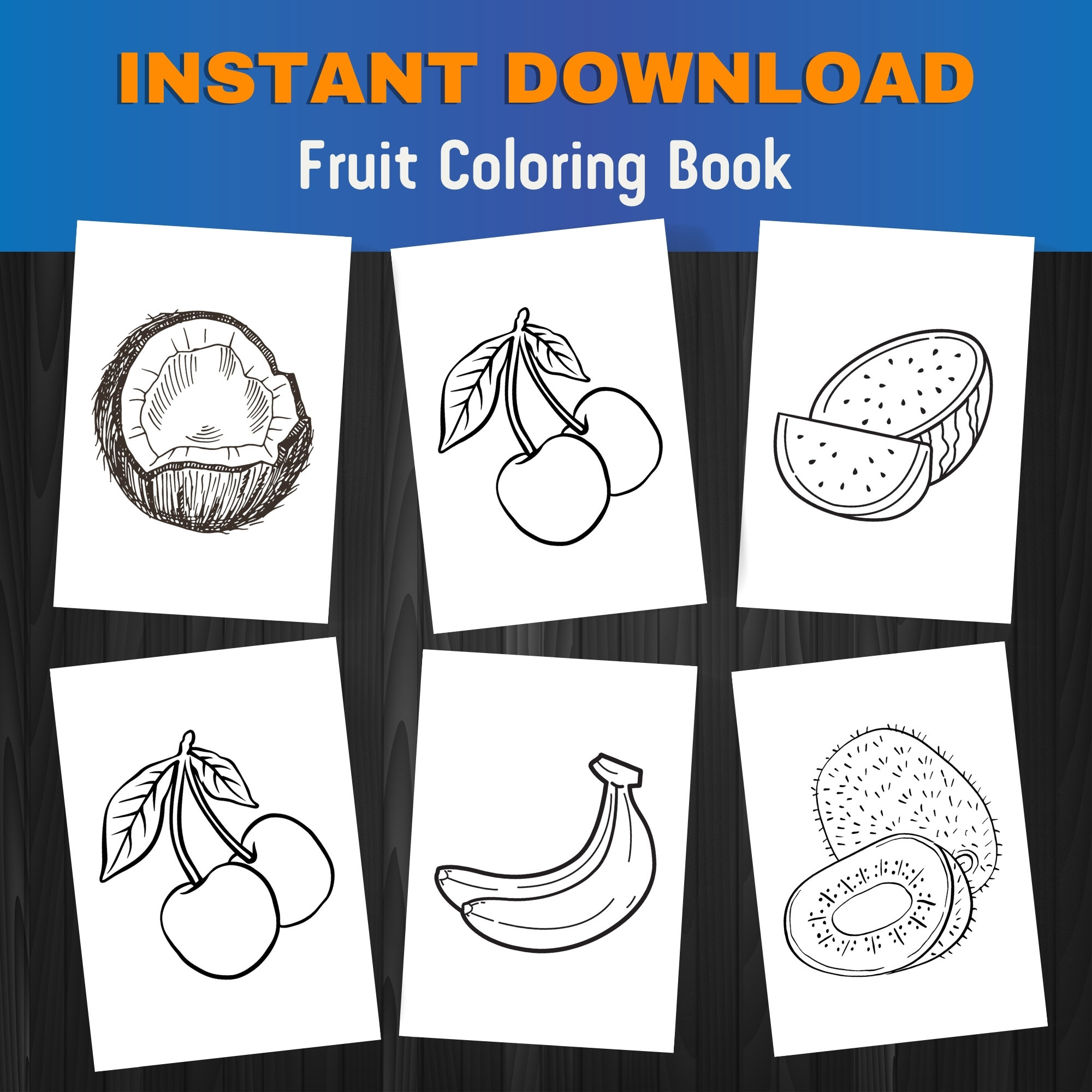 12 Easy Fruit Coloring Pages for Kids, Child Painting Book ...