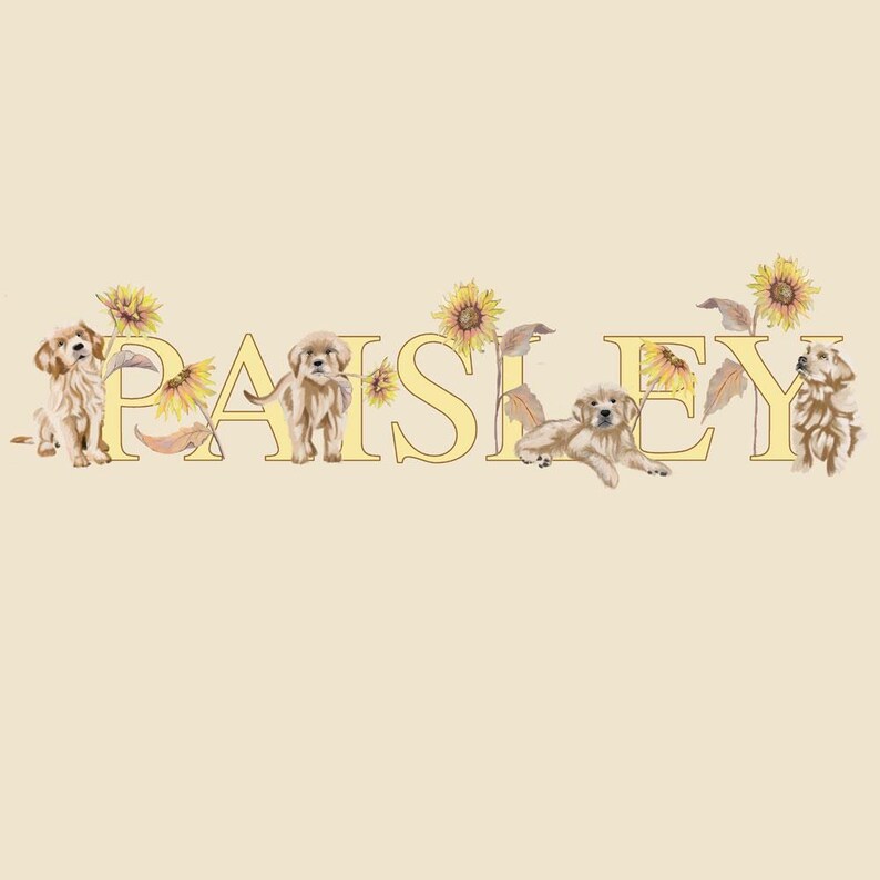 Personalised Puppy Name Sign | Hand Painted Dog Nursery Wall Art ...