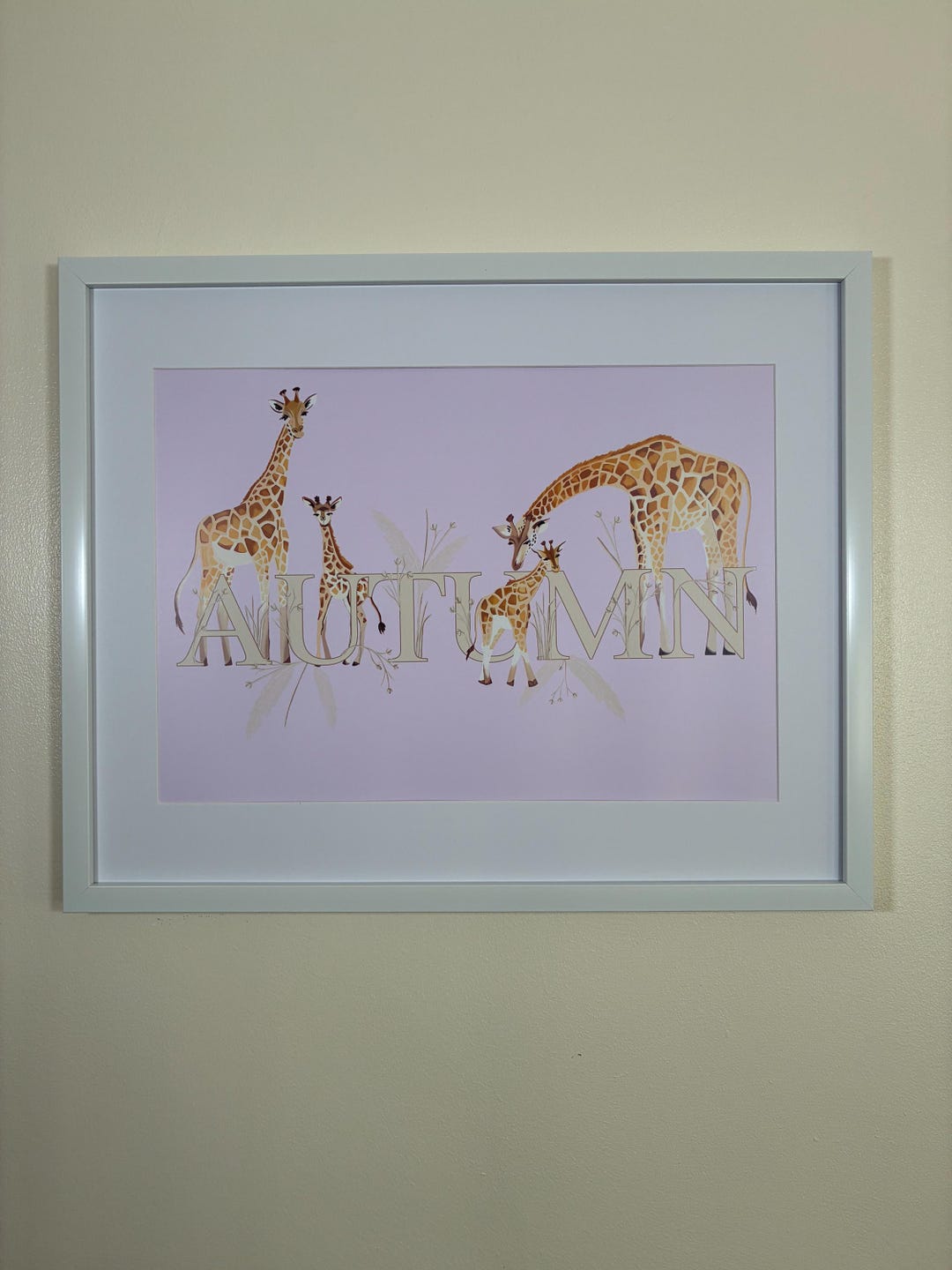 Personalised Giraffe Name Sign, Custom Safari Nursery Wall Art, Baby ...