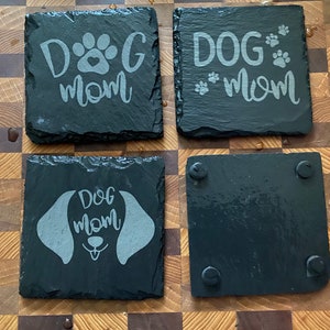 Engraved Slate Coasters: Dog Mom Gift, Set of 4 - Etsy