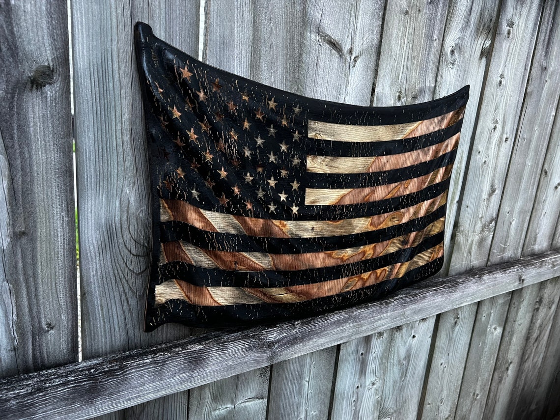 American Flag Distressed Wavy American Flag Man Cave Gift - Etsy