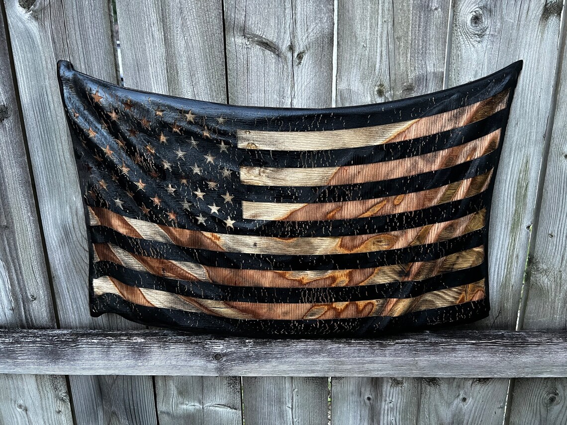 American Flag Distressed Wavy American Flag Man Cave Gift - Etsy