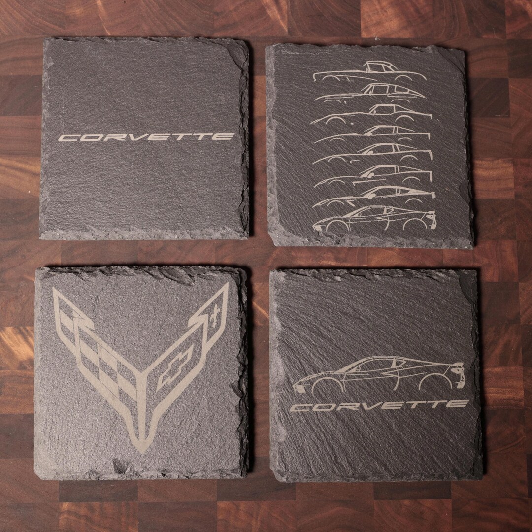 Chevrolet Corvette C8 Slate Coasters: Laser Engraved, Set of 4 - Etsy