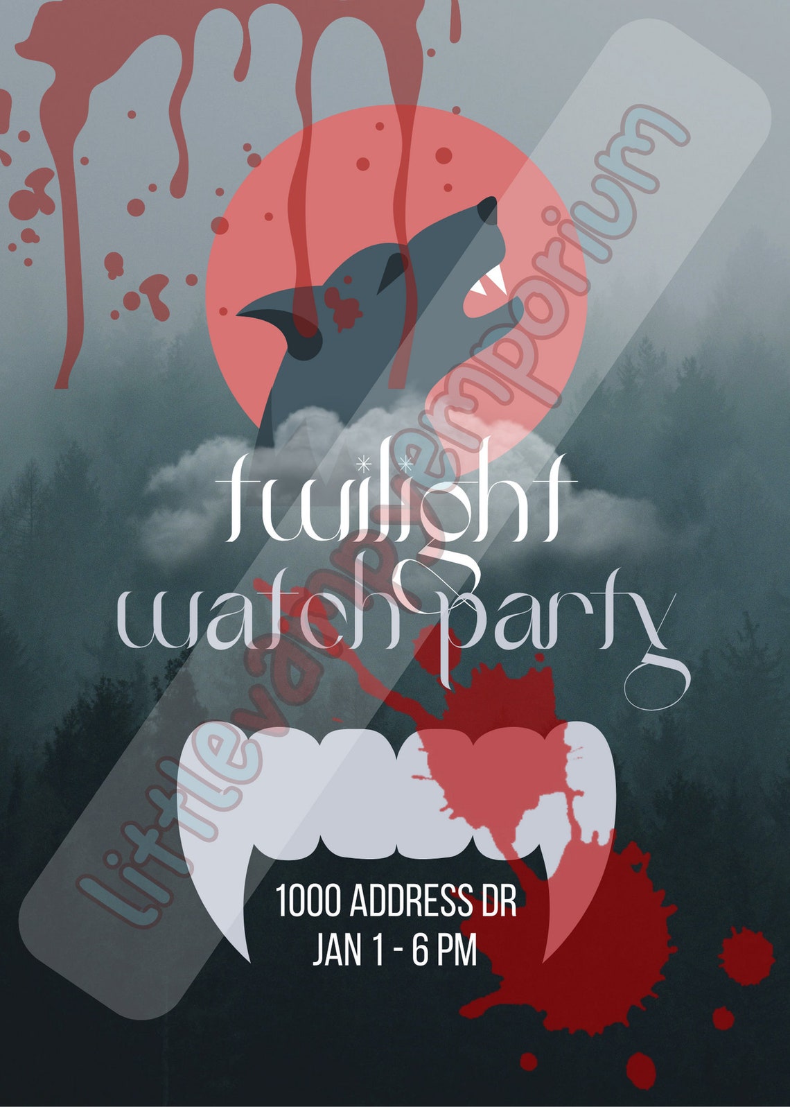 Twilight Watch Party/birthday Party Invitation Canva Template - Etsy