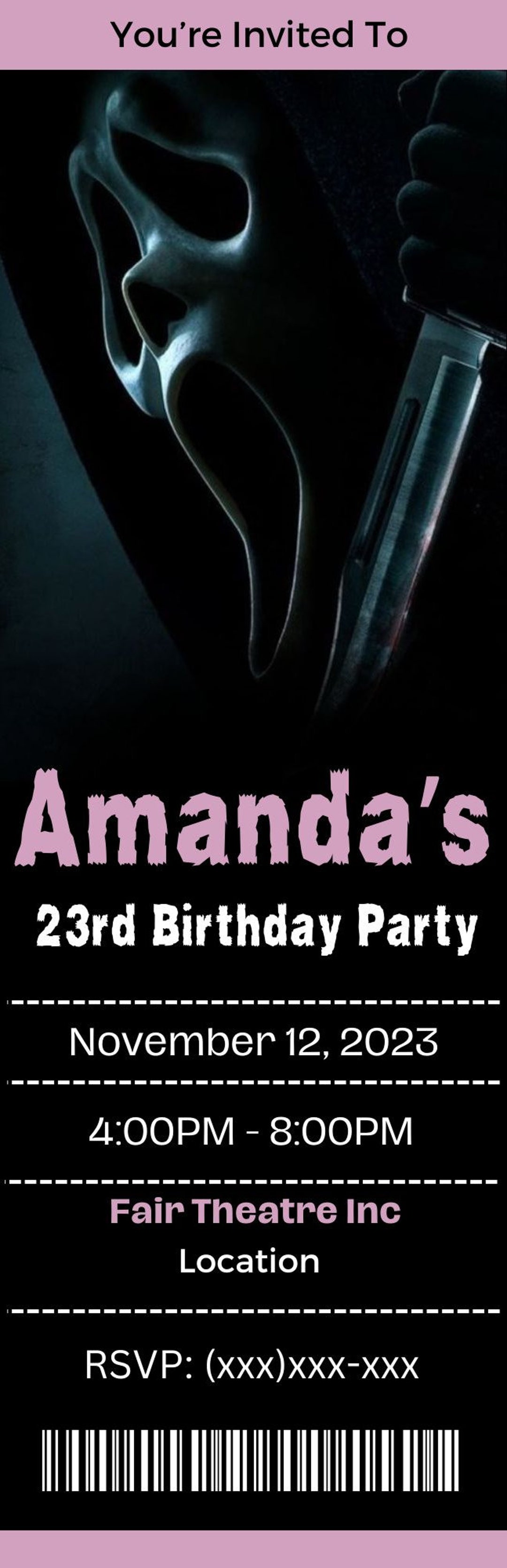 Scream Birthday Digital Birthday Invitation - Etsy